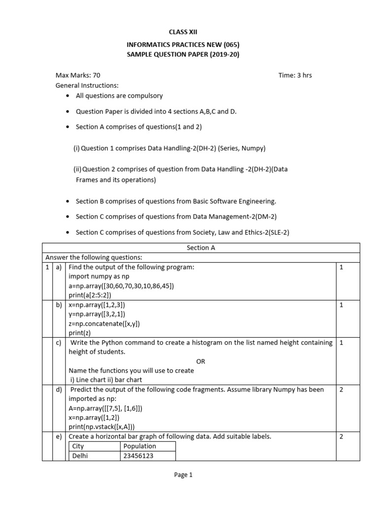 Sample Questions For XII IP | PDF