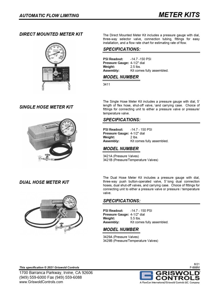 Meter Kits: Automatic Flow Limiting | PDF