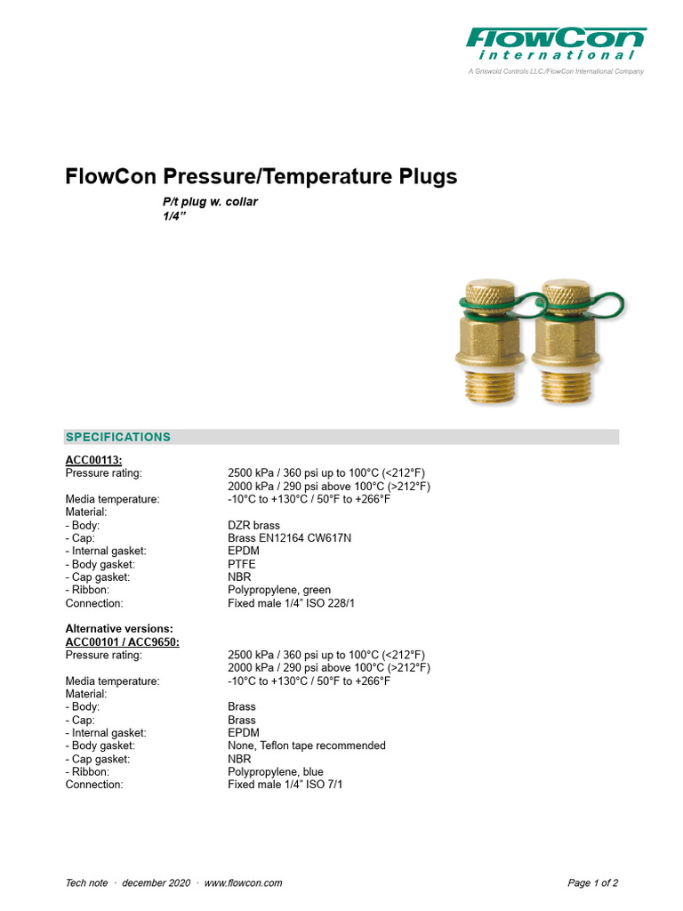 FlowCon PT Plugs Tech Note | PDF | Building Materials | Materials