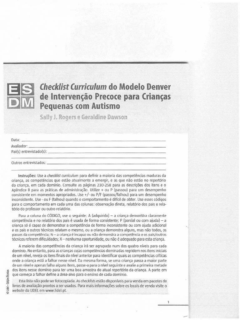 Checklist Modelo Denver | PDF