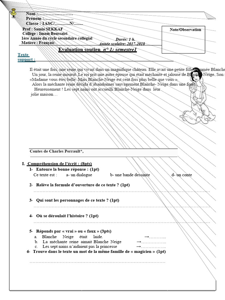 Soutien EVA 1 ET 2 SEM 1 1ere Ann Samia SEKKAF (Fatima Fleure) | PDF