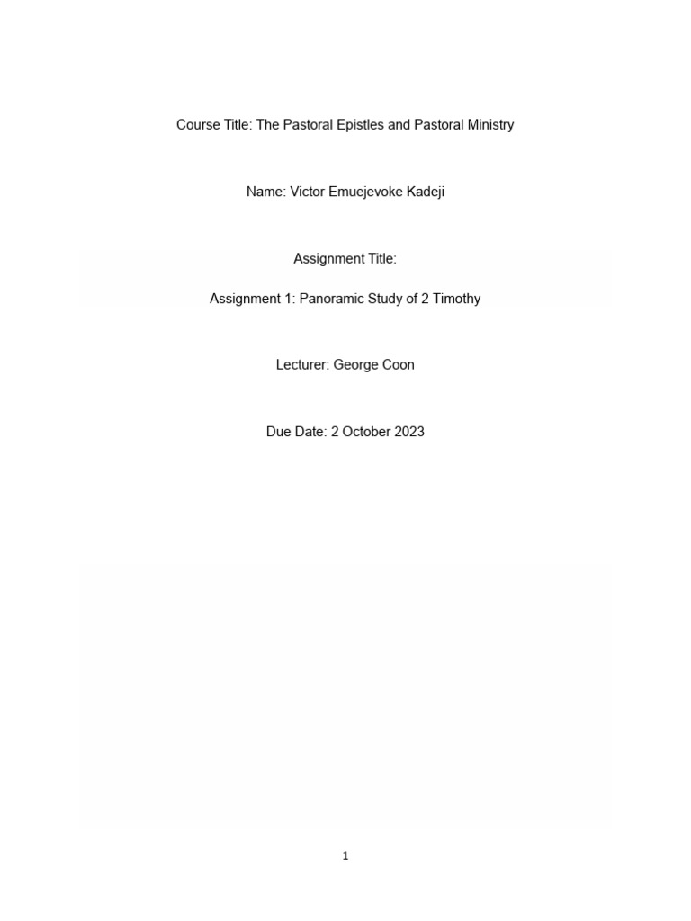 Theology Students' Guide to 2 Timothy | PDF