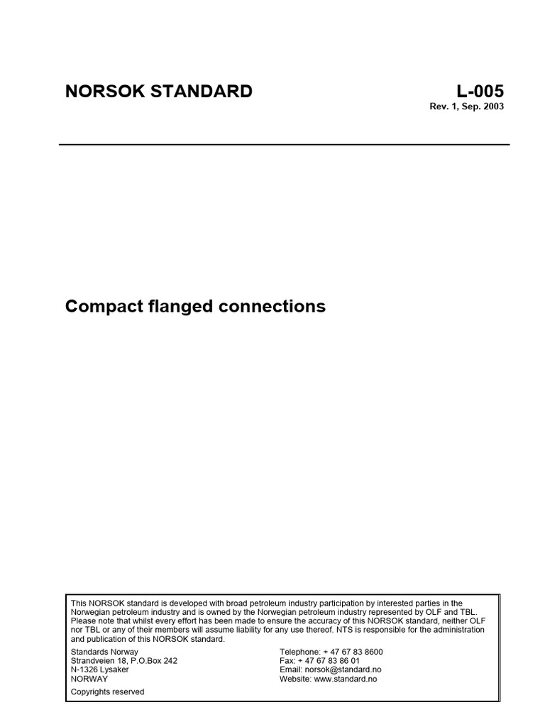 Norsok - L-005 | PDF | Pipe (Fluid Conveyance) | Screw