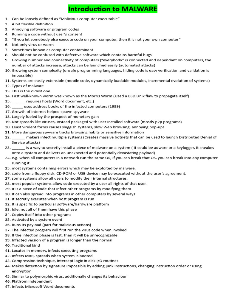 Introduction To MALWARE | PDF | Malware | Computer Virus