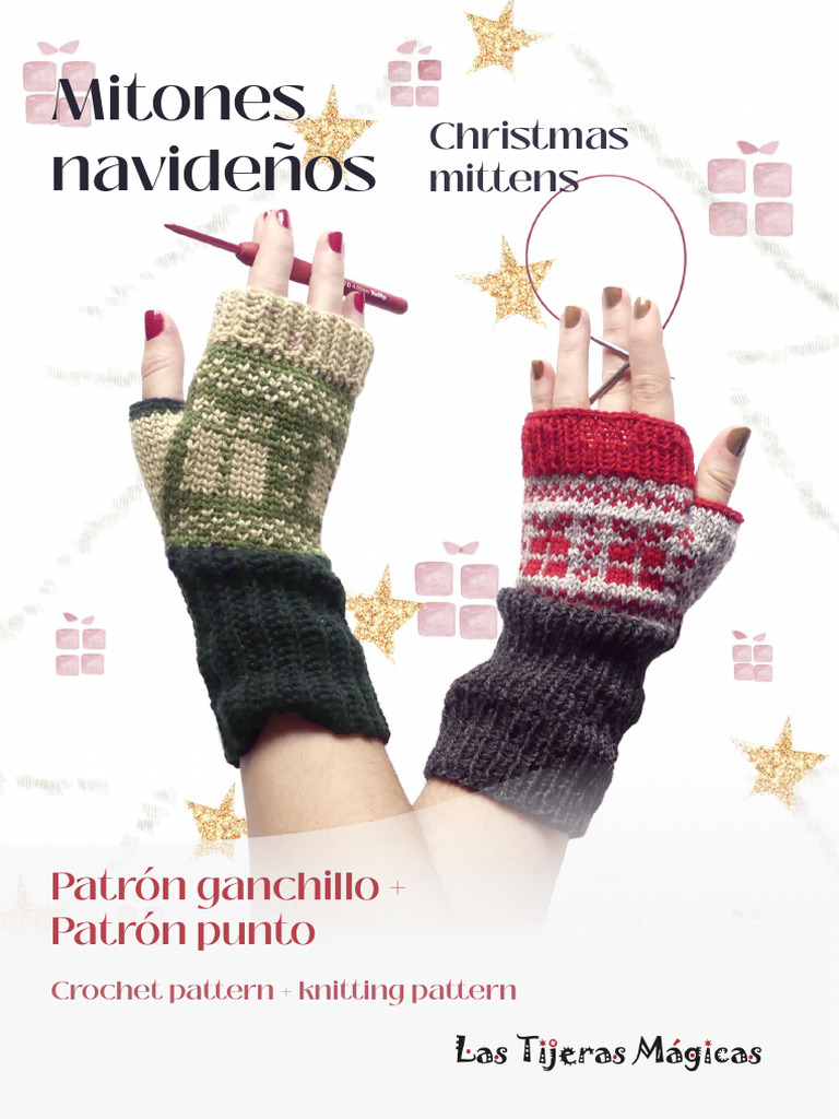 Patrón Mitones Navideños | Descargar gratis PDF | Tejer | Arte popular