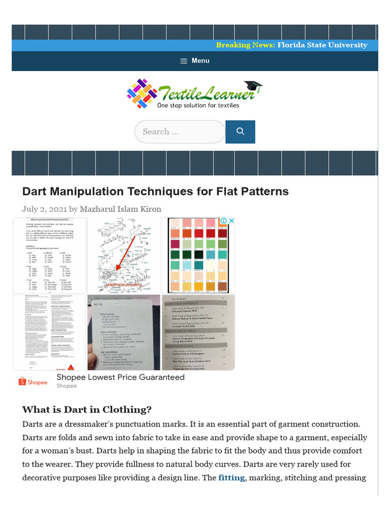 Dart Manipulation Techniques For Flat Patterns | PDF | Seam (Sewing ...
