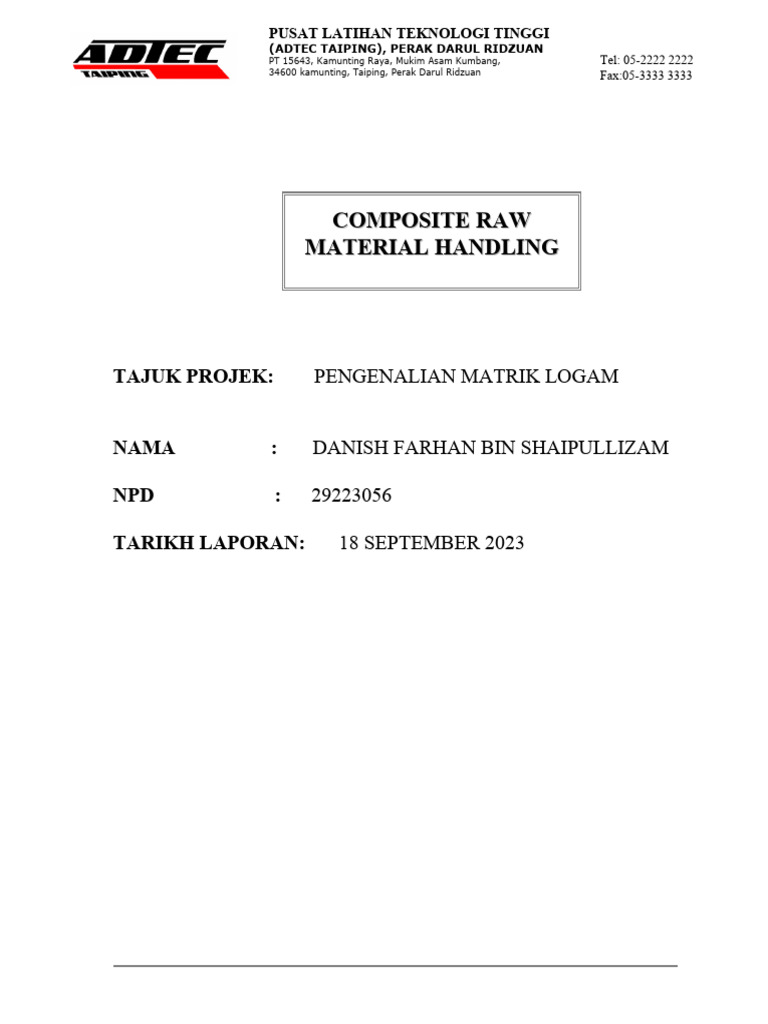 Contoh Laporan Composite Material Preparation - l2 | PDF