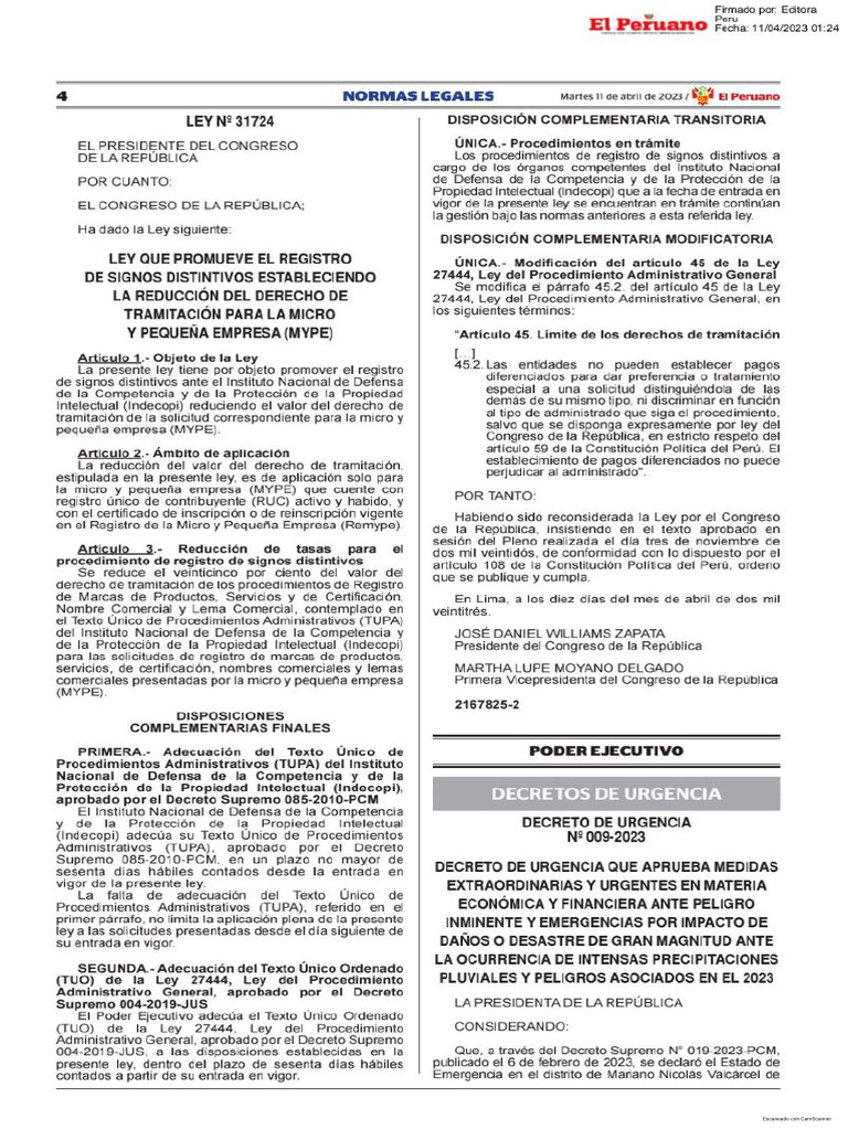 Decreto de Urgencia Que Aprueba Medidas Extraordinarias y Ur Decreto de Urgencia No 009 2023 | PDF