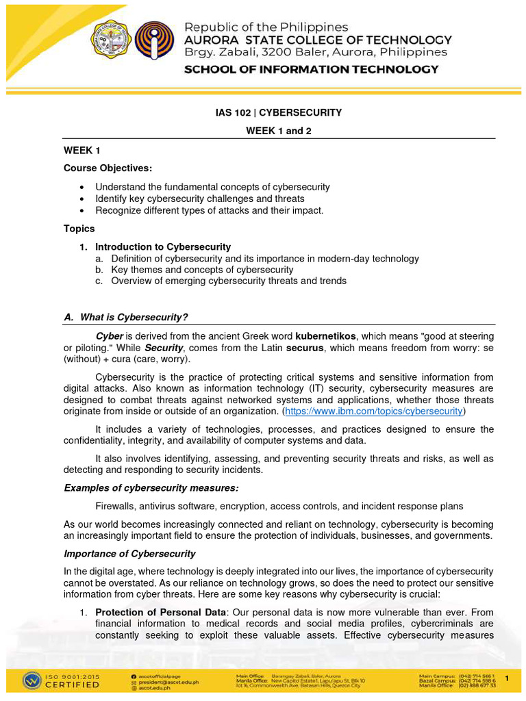 Lecture 1 and 2 | PDF | Security | Computer Security