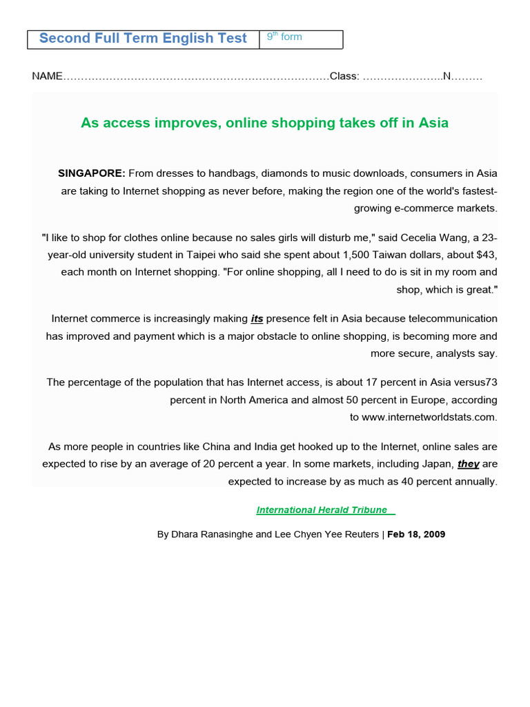 Online Shopping Fun Activities Games Reading Comprehension Exercis ...