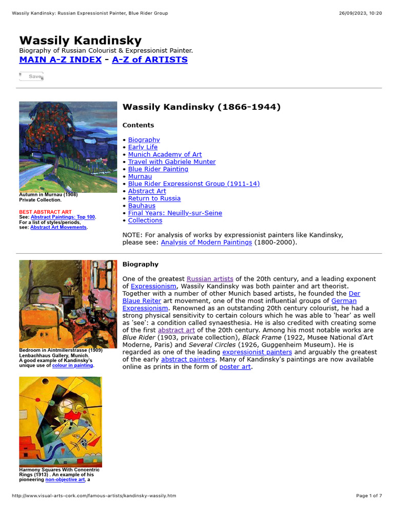 Wassily Kandinsky: Russian Expressionist Painter, Blue Rider Group | PDF