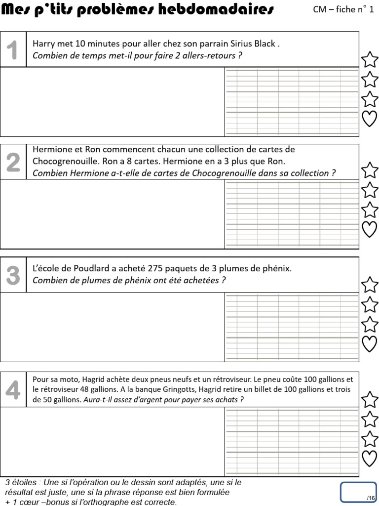 Problèmes Hebdomadaires HP - Année A | PDF