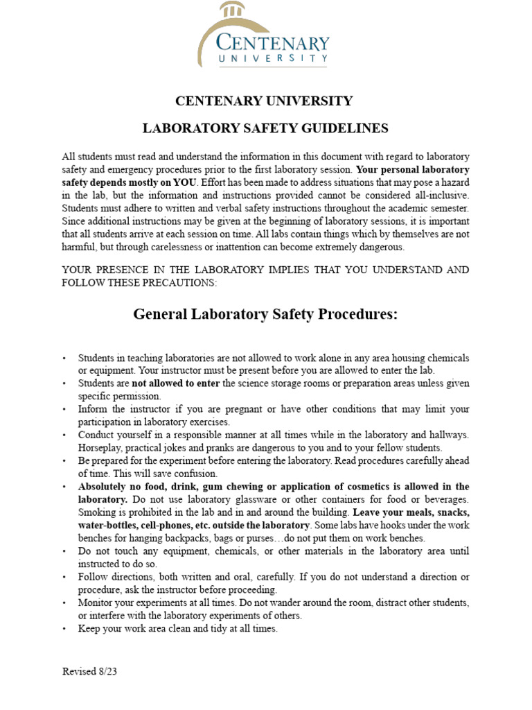 Laboratory Safety Guidelines 23-24 | PDF