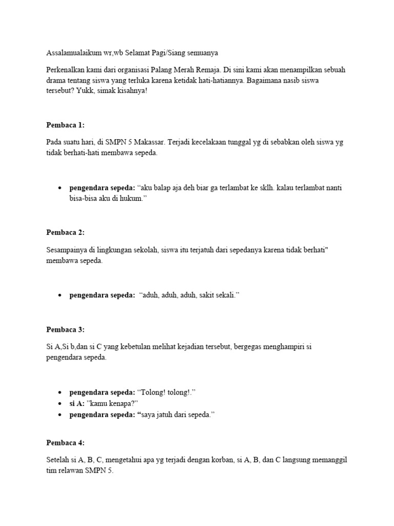 Drama Ekskul PMR | PDF