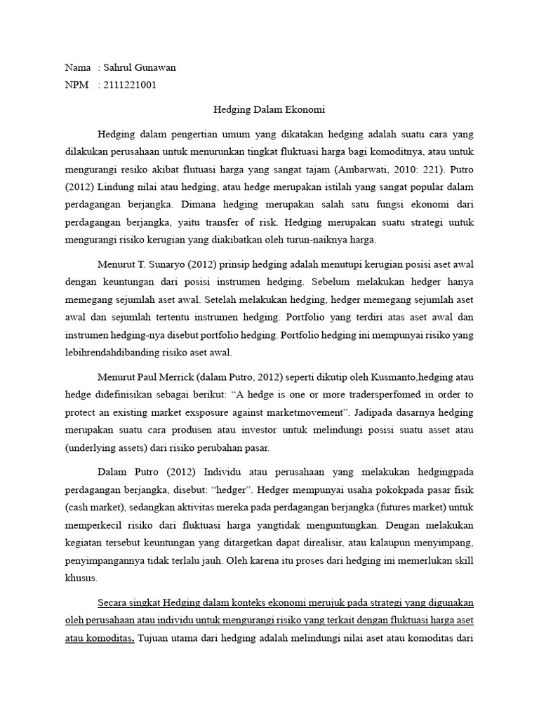 Pengertian Hedging 2111221001 | PDF