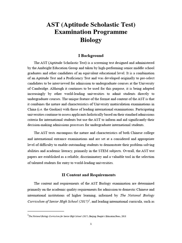 2022 Ast Syllabus Biology | PDF | Genetics | Cell (Biology)
