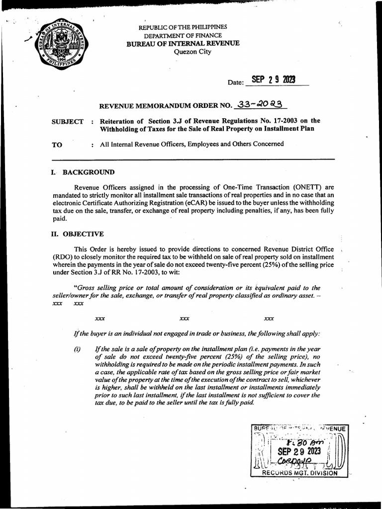 RMO No. 33-2023 | PDF