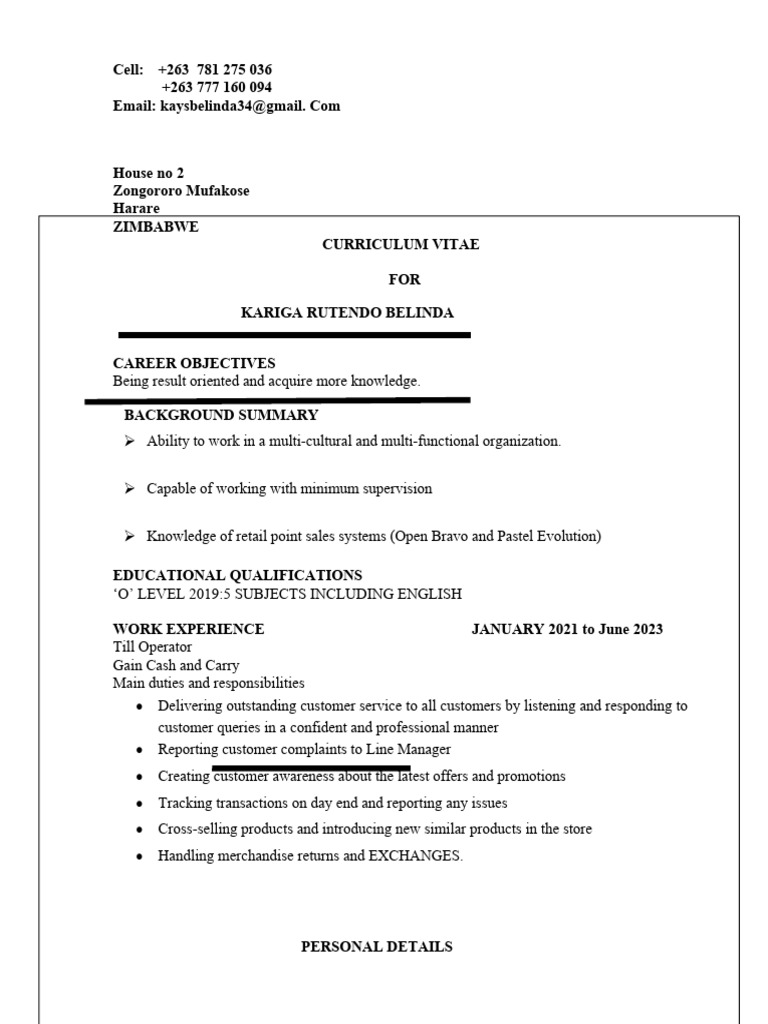 Rutendo CV | PDF | Business | Law