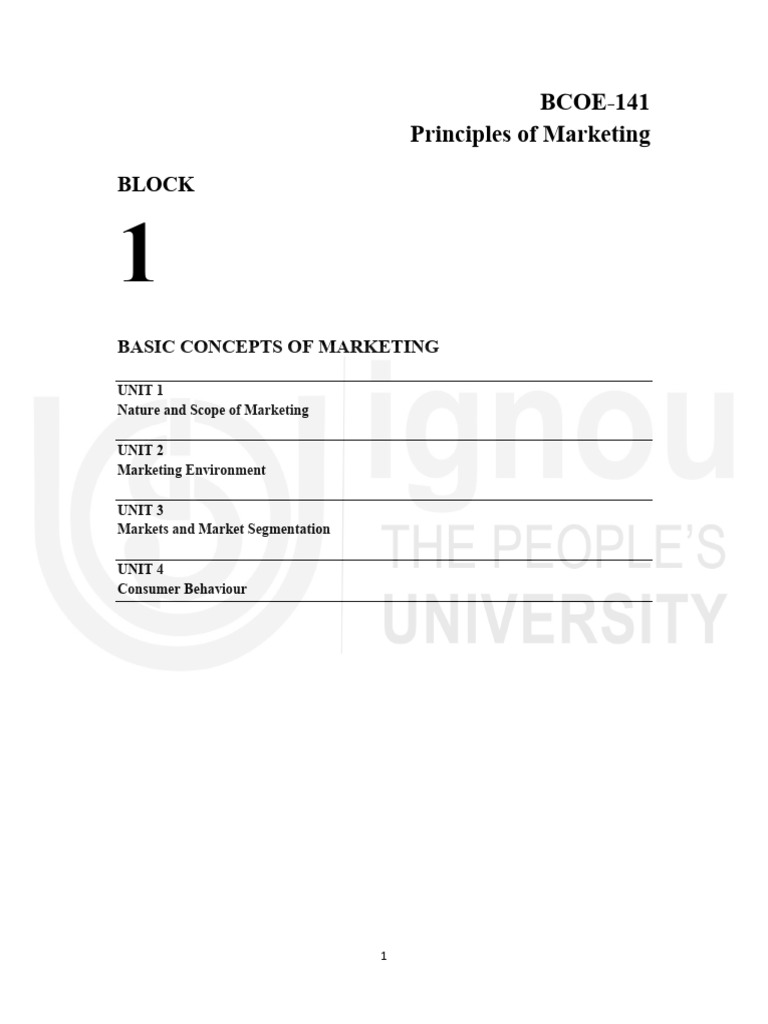 BCOE-141 Principle of Marketing | PDF