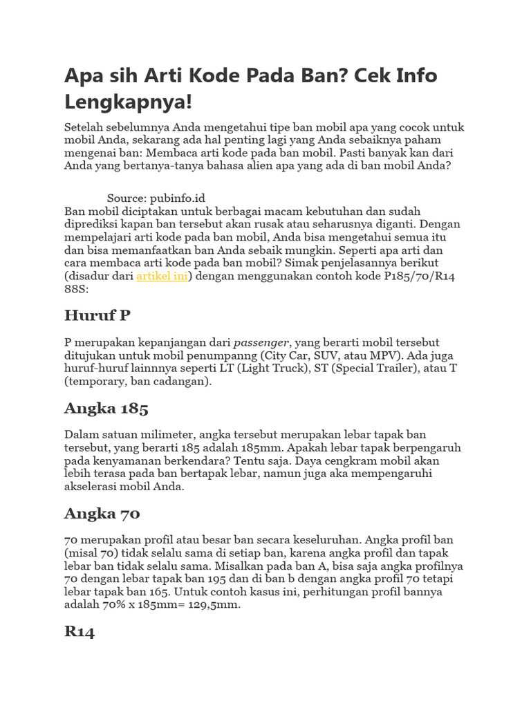 Apa Sih Arti Kode Pada Ban | PDF | Teknologi & Rekayasa