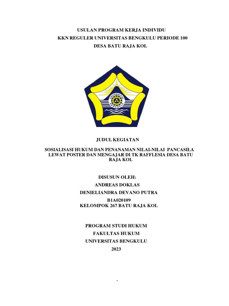 Proposal Program Kerja Individu Andreas D D P | PDF | Ilmu Sosial