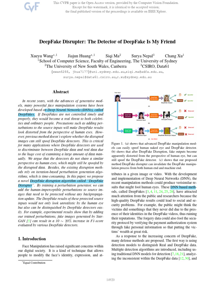 Wang DeepFake Disrupter The Detector of DeepFake Is My Friend CVPR 2022 ...