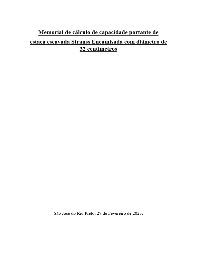 Memorial de Cálculo de Estaca Escavada-strauss Encamisada | PDF