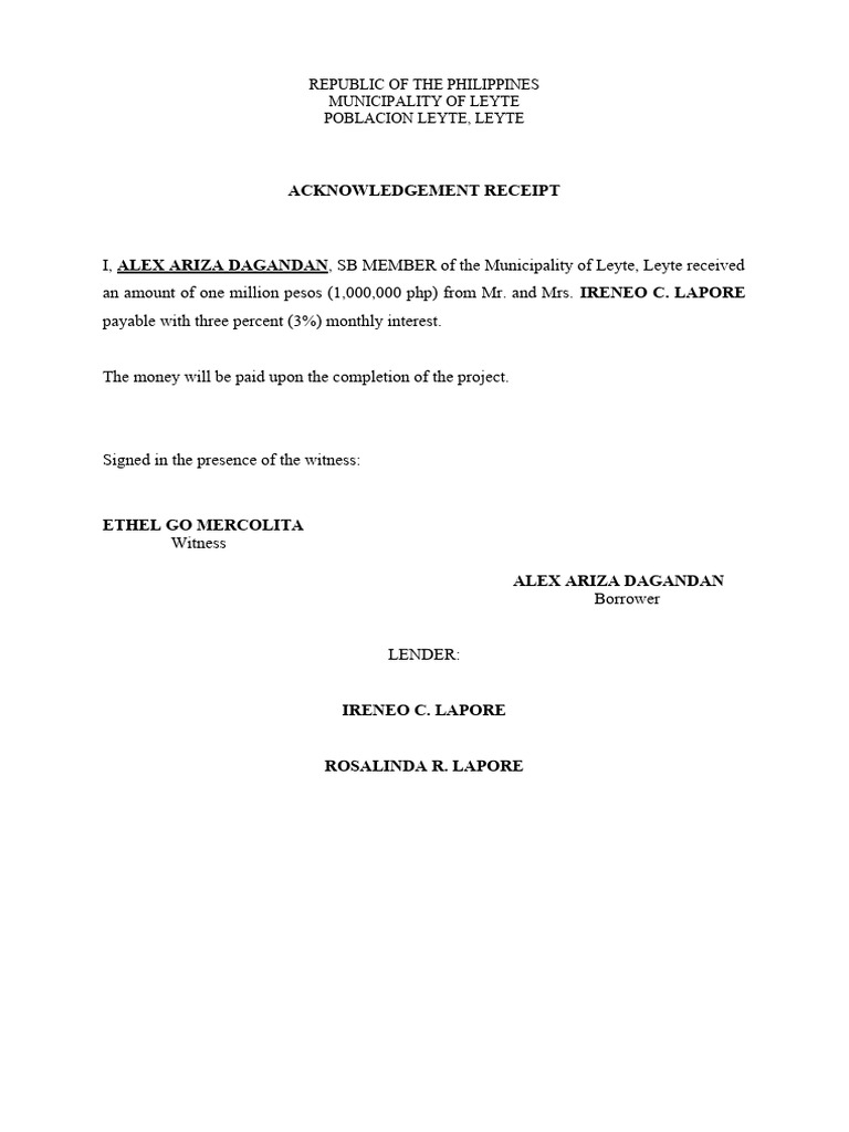 Acknowledgement Receipt | PDF