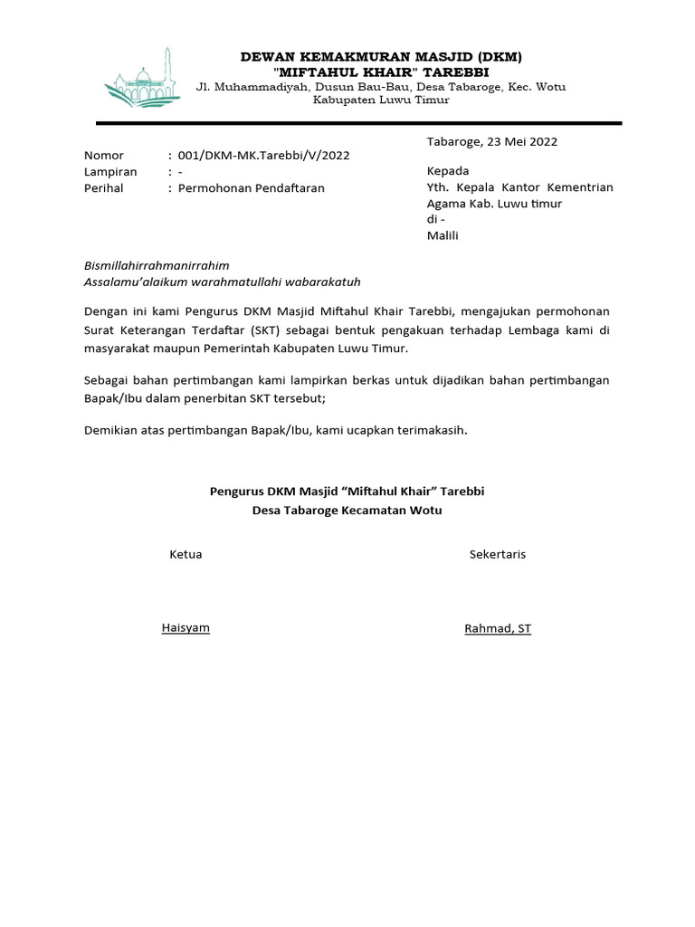 Surat Permohonan SKT | PDF