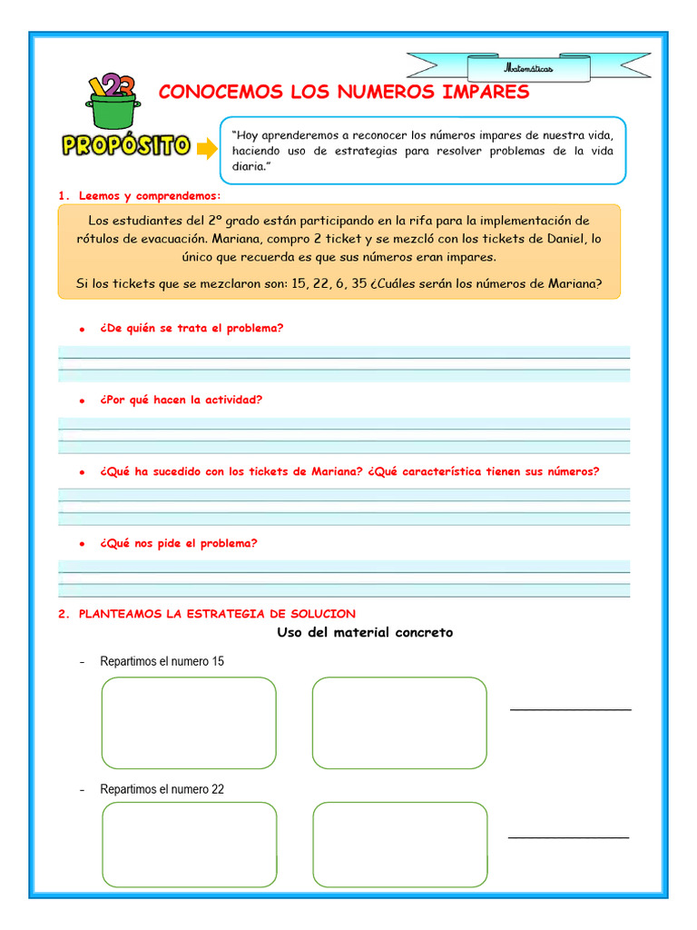 E7 S2 Ficha D4 Mat Numeros Impares | PDF