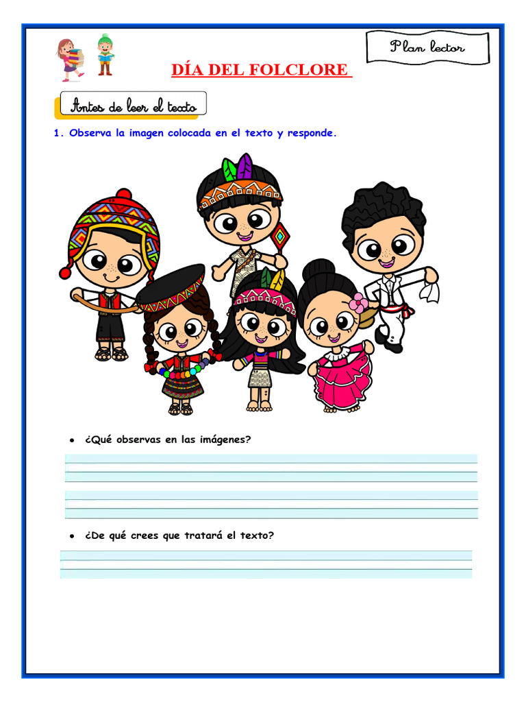 E7 s3 Ficha d4 Plan Lector Dia Del Folclore | PDF | Folklore | Perú