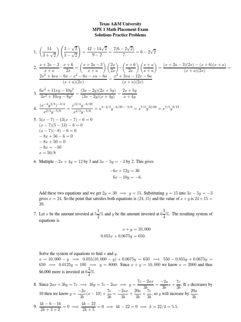 MPE1 Practice Solutions | PDF | Logarithm | Complex Analysis