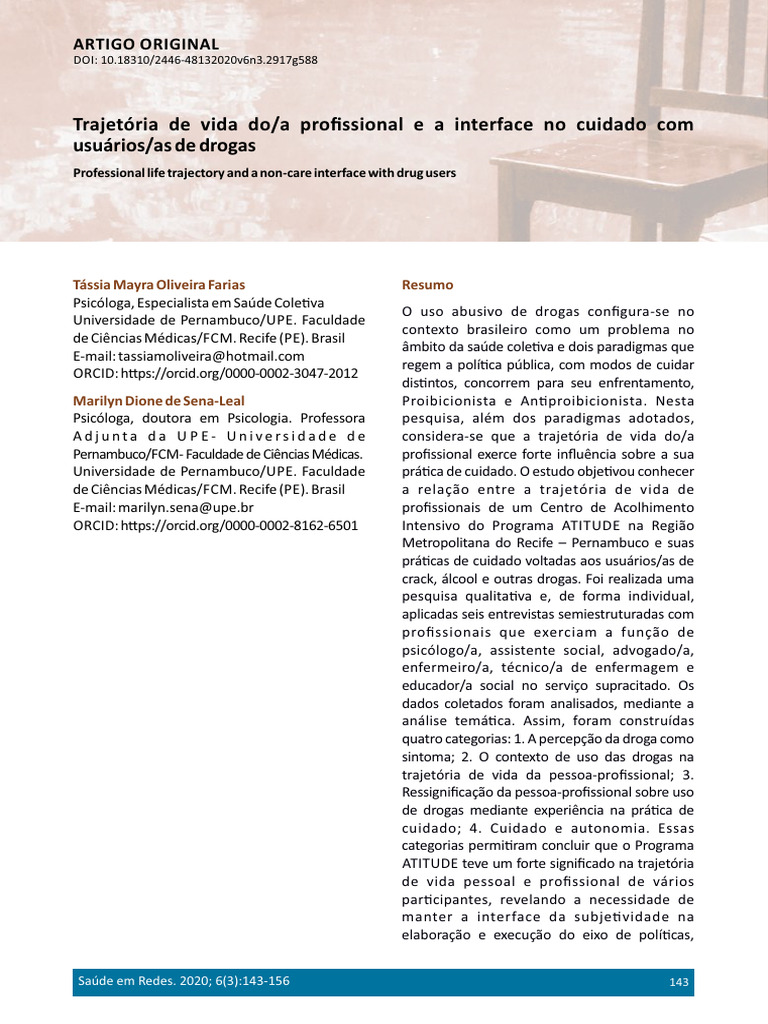 Admin, v6n3-11-ARTIGO 10-Trajetoria de Vida Do Profissional e A Interface No Cuidado | PDF