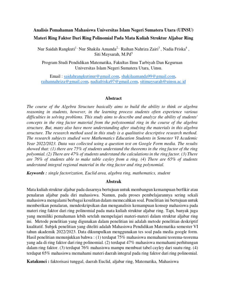 Kel 6 - Jurnal Struktur Aljabar Ring | PDF | Karier & Perkembangan ...