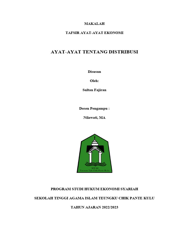 Ayat-Ayat Tentang Distribusi Makalah | PDF