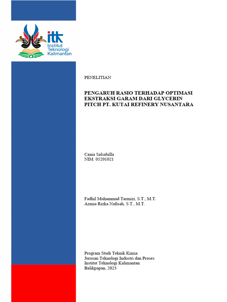Optimasi Ekstraksi Garam Glycerin Pitch | PDF