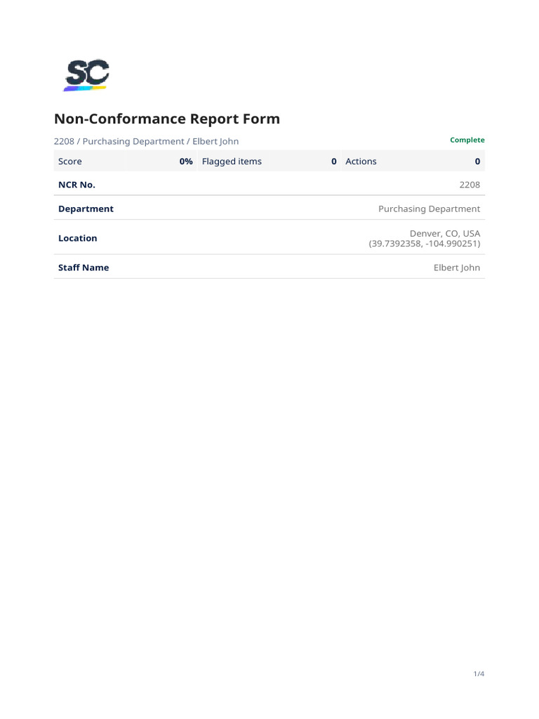 Sample Non Conformance Report SafetyCulture | PDF | Government Finances | Business Process
