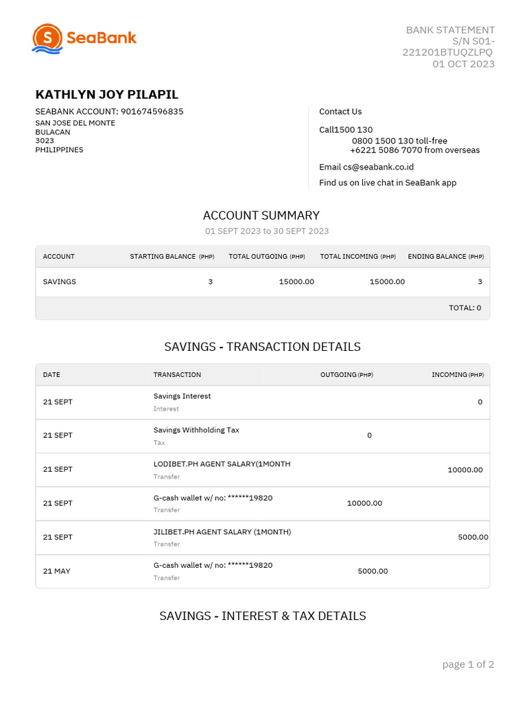 Seabank Statement 20230103.PDF | PDF | Banks | Government Finances