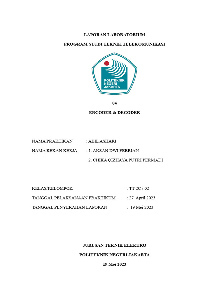Laporan Praktikum Encoder & Decoder | PDF