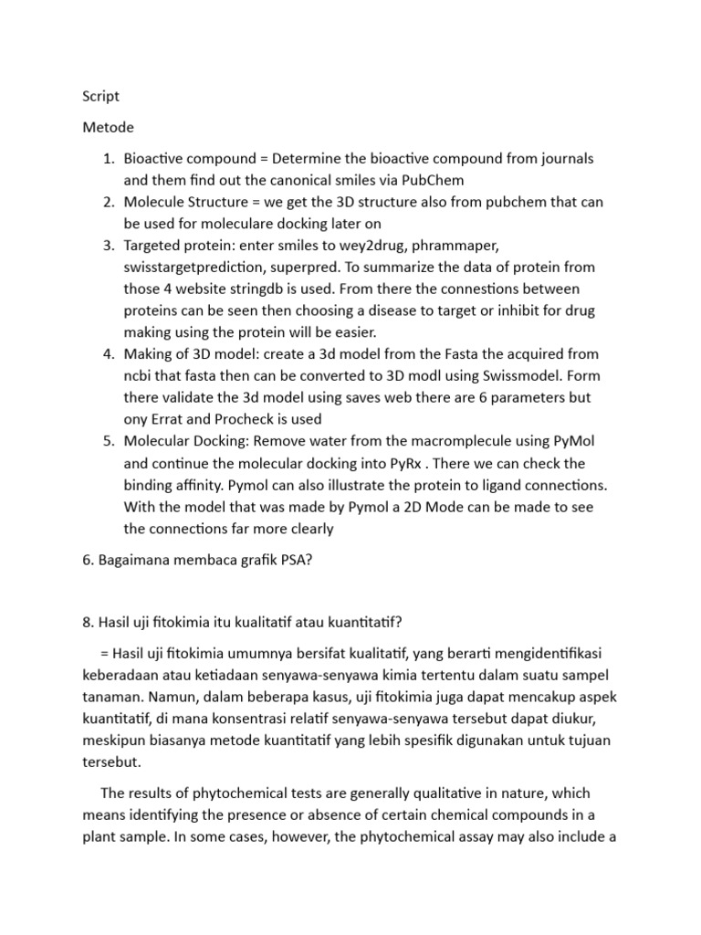 Script | PDF | Docking (Molecular) | Ligand (Biochemistry)