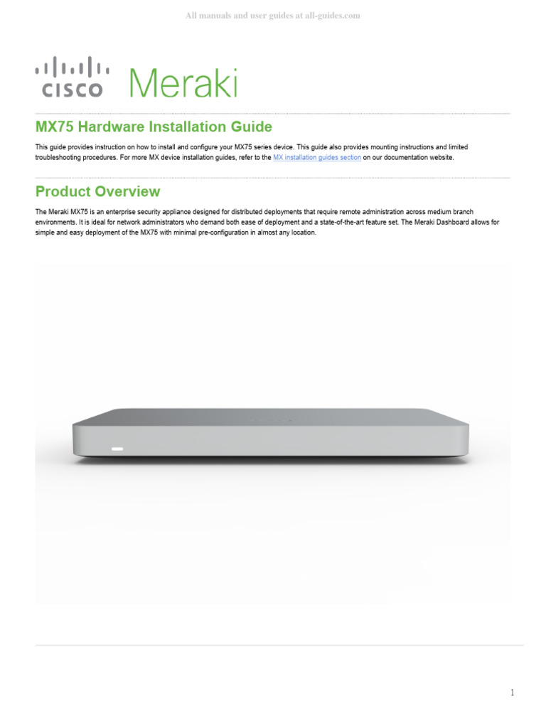 MX75 Installation and Configuration Guide | PDF