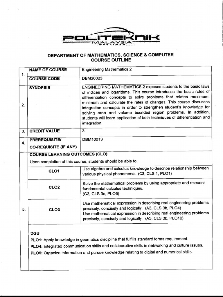 Course Outline DBM20023 | PDF