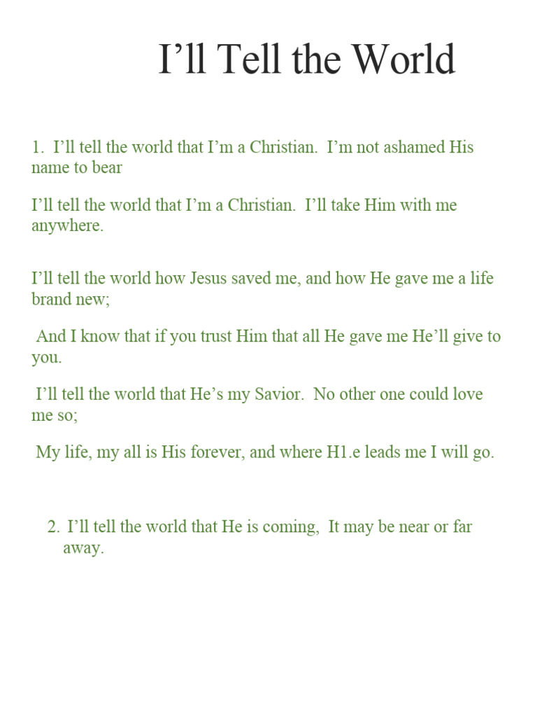 II'Ll Tell The World | PDF