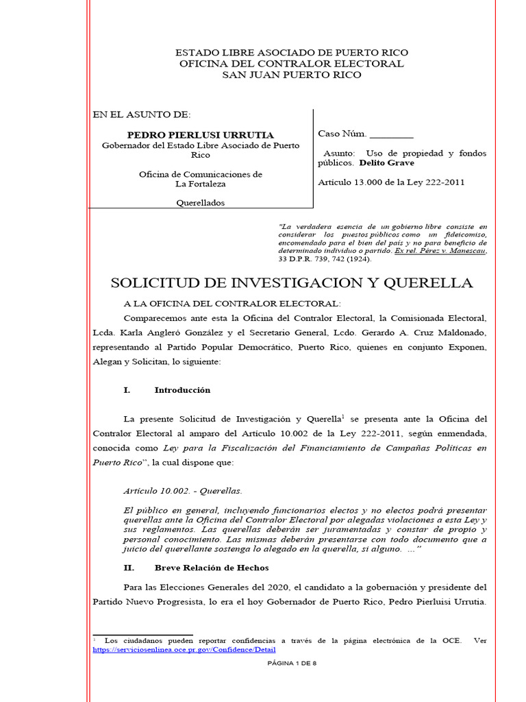 Querella Haciendo Que Las Cosas Pasen-OCCE | PDF | Puerto Rico ...