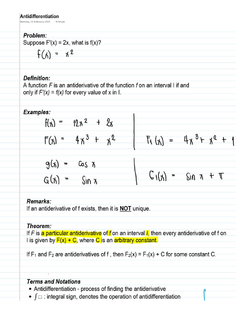 Anti Differentiation | PDF