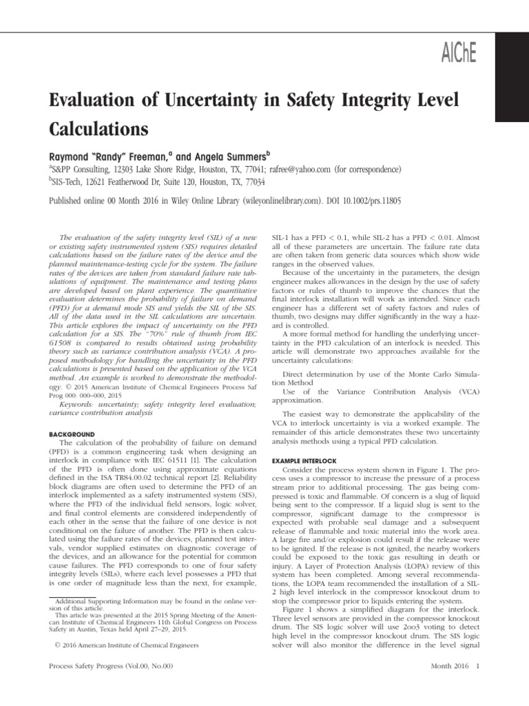 Evaluation of Uncertainty in Safety Integrity Level Calculations | PDF ...