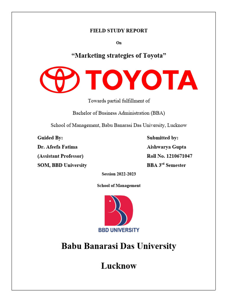 Marketing Strategies of Toyota | PDF | Toyota | Car Manufacturers Of Japan