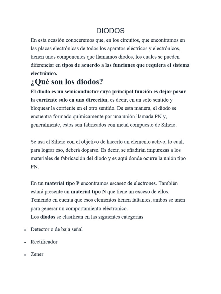 DIODOS | PDF | Diodo | Semiconductores