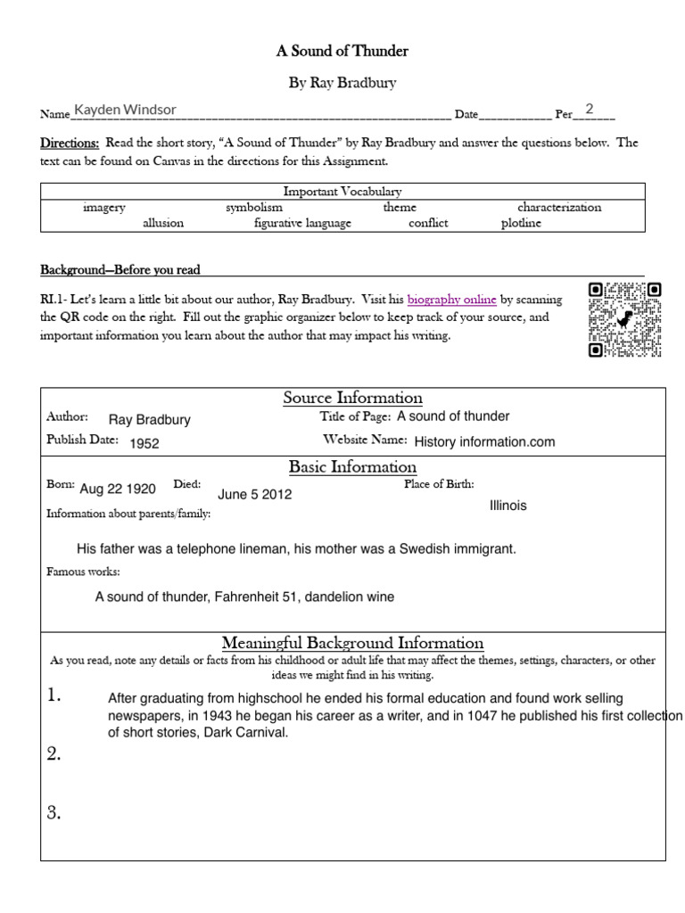 Source Information: A Sound of Thunder by Ray Bradbury | PDF | Ray Bradbury