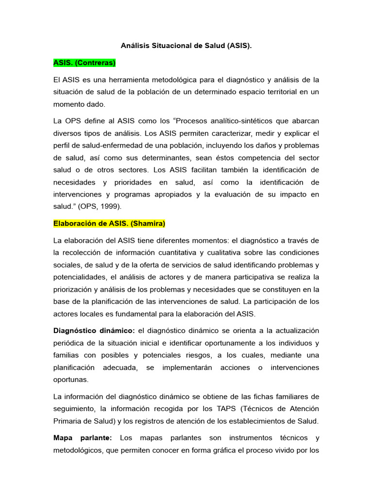 Análisis Situacional de Salud (ASIS) | PDF | Ciencias sociales ...